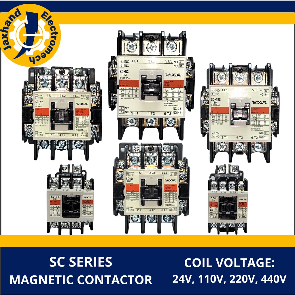 Magnetic Contactor SC-Series 13A - 65A, 3P, 24V/110V/220V/440V, Wixim ...