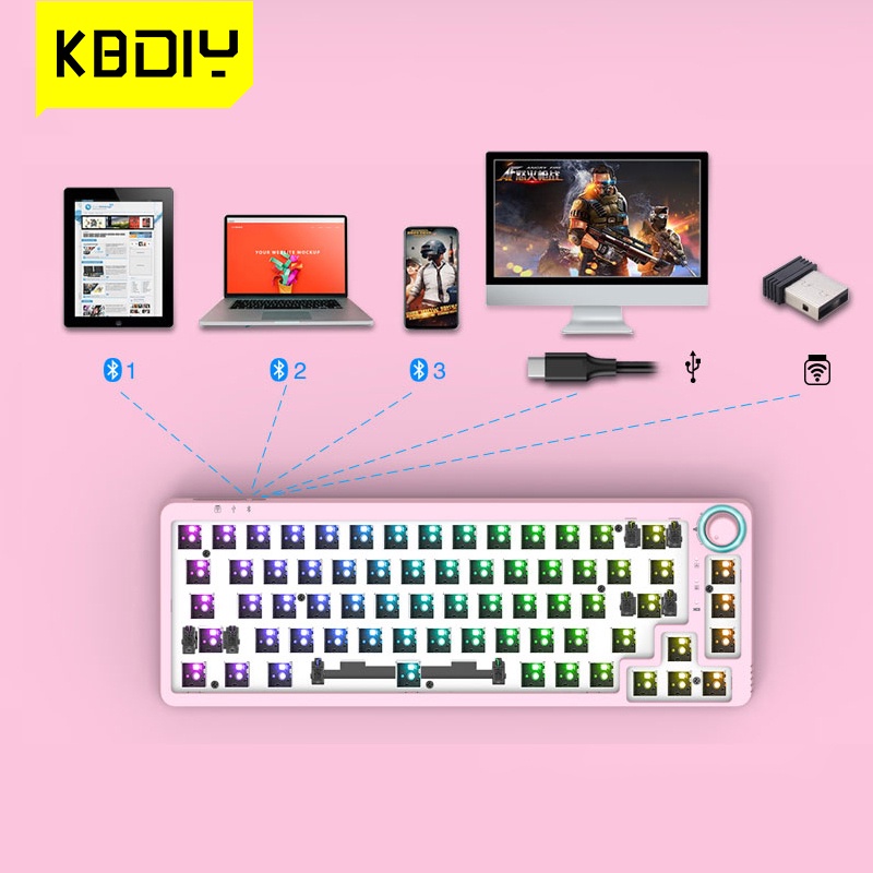 KBDiy TM680 Knob Hot Swap Mechanical Keyboard Kit Wireless Bluetooth 3 ...