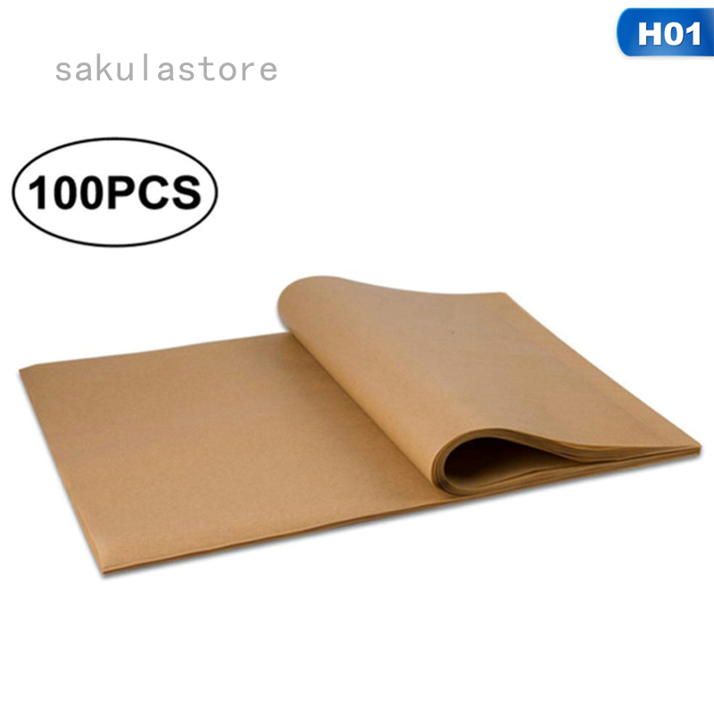 100 Sheets Precut Parchment Paper for Baking Unbleached Brown Kitchen ...