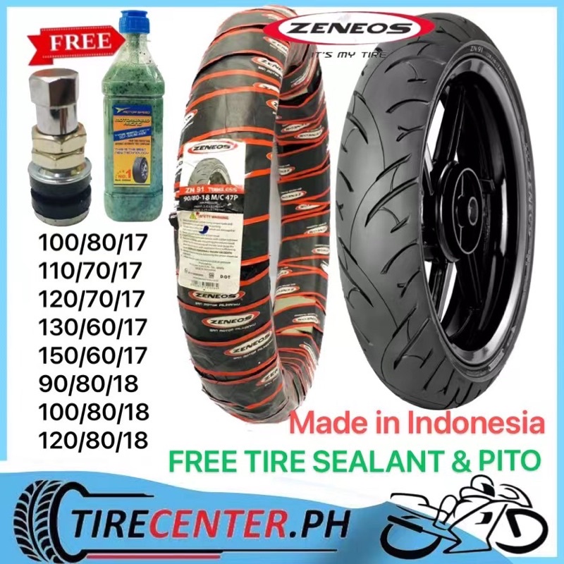 ZENEOS ZN91 MOTORCYCLE FREE TIRE SEALANT &PITO TIRE GULONG TUBELESS 100 ...