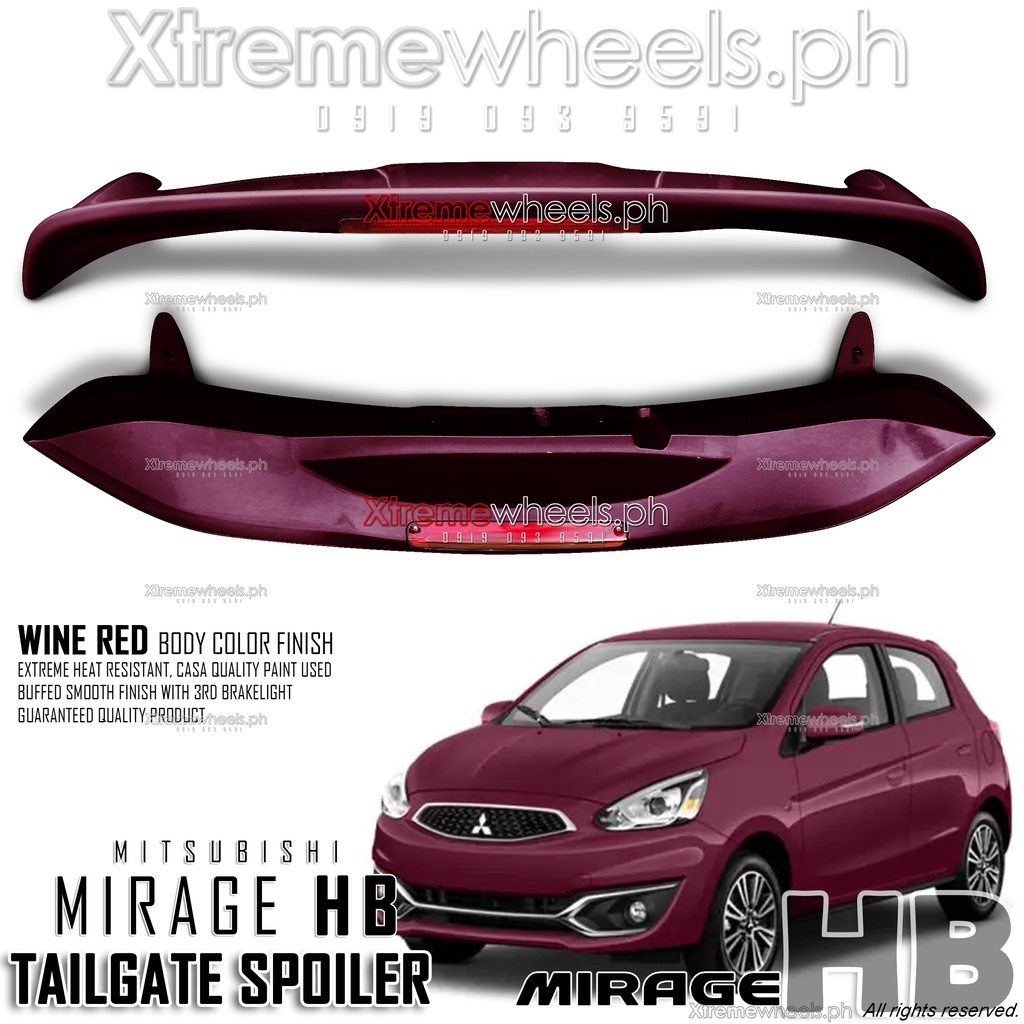 Mitsubishi Mirage Hatchback 2013-2022 Wine Red Rear Spoiler Casa Paint ...