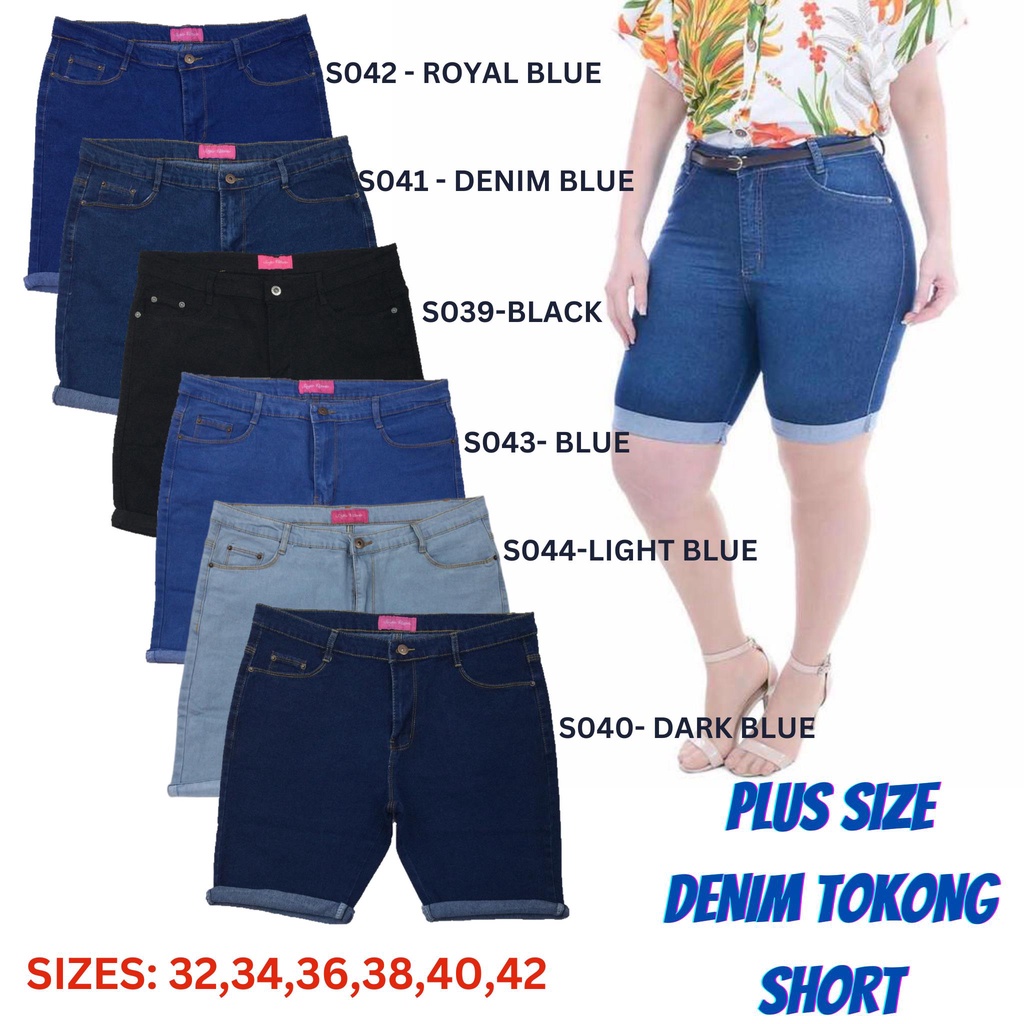 Sergio Vittorio Highwaist Ladies Plus Size Tokong Short Denim Short ...