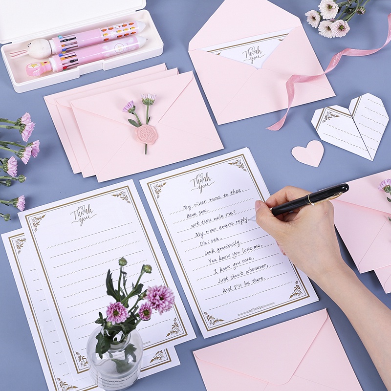5 Pcs INS Romantic Pink Envelope Student Simple Retro Sealing Stickers ...