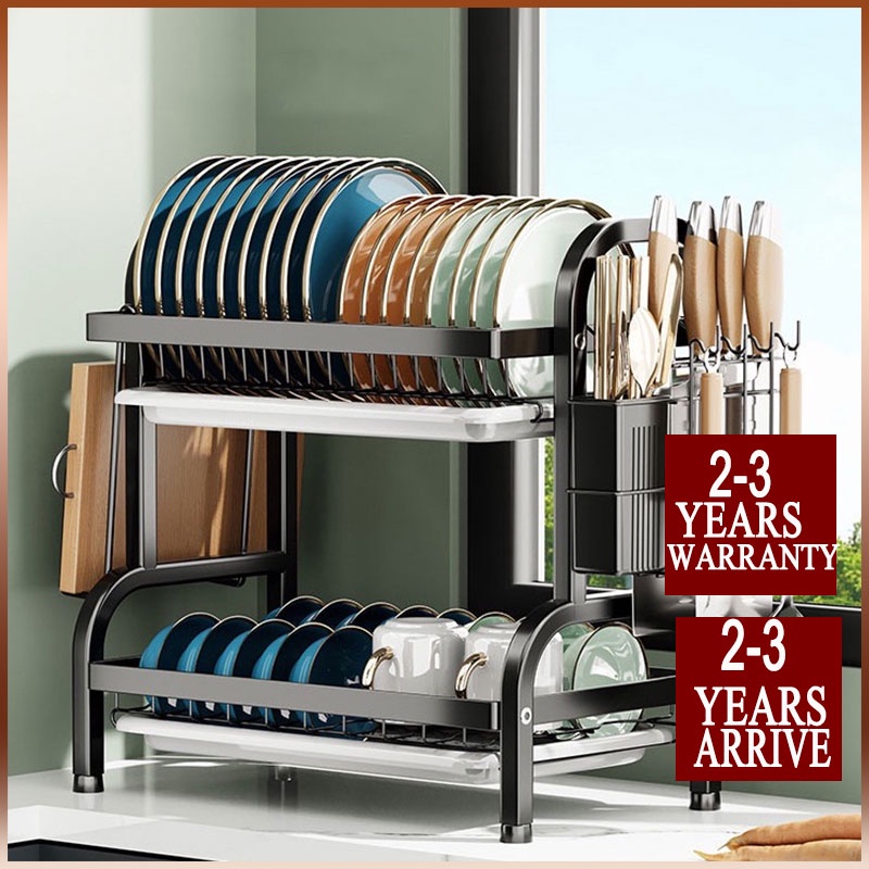 2/3-Tier Dish Rack Kitchen Countertop Plate Dish Drainer Drying Rack ...