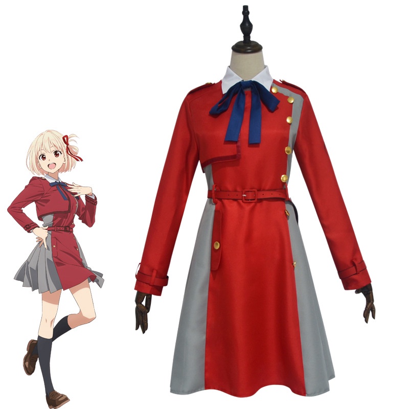 Chisato Nishikigi Cosplay Costume Anime Lycoris Recoil Red Dress ...