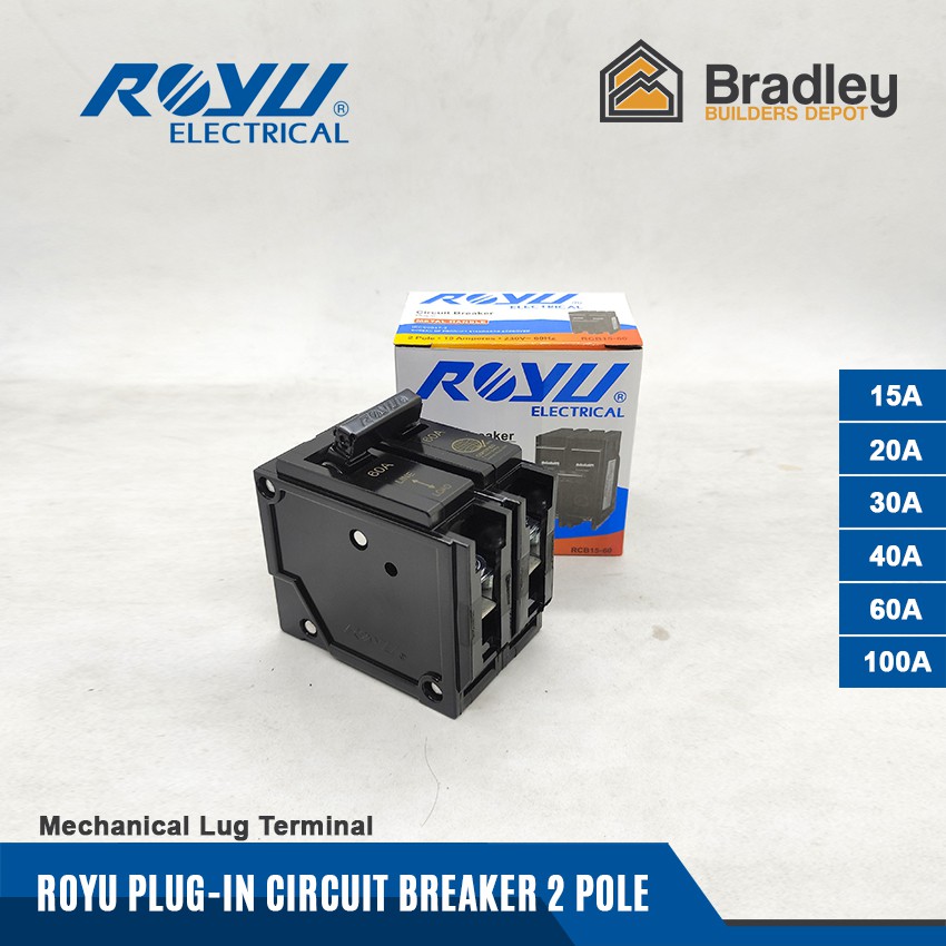 Royu Plug-in Circuit Breaker 2 Pole (Mechanical Lug Terminal) | Shopee ...