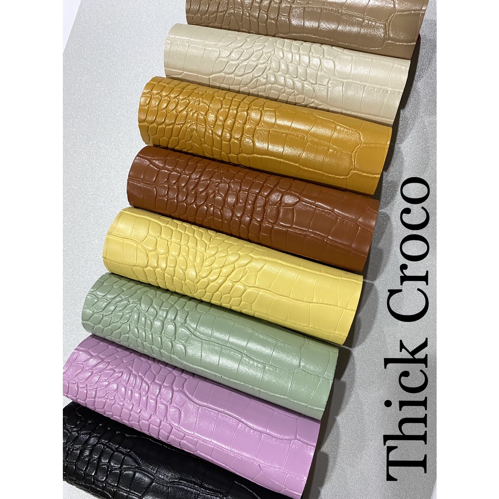 1 METER THICK CROCO SKIN THICK PADDY BACKING Faux Leather/Fabric for ...