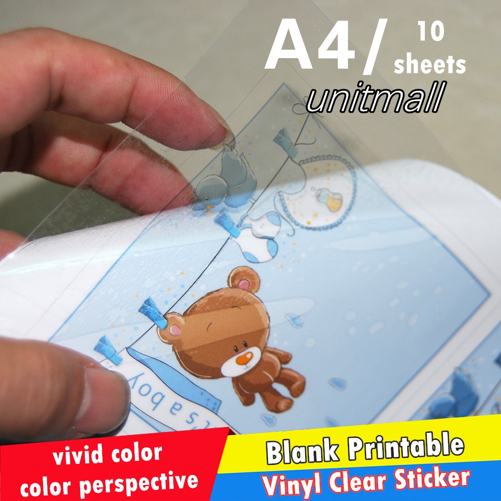 A4 blank clear pvc vinyl sticker 10 pcs for custom logo printing ...