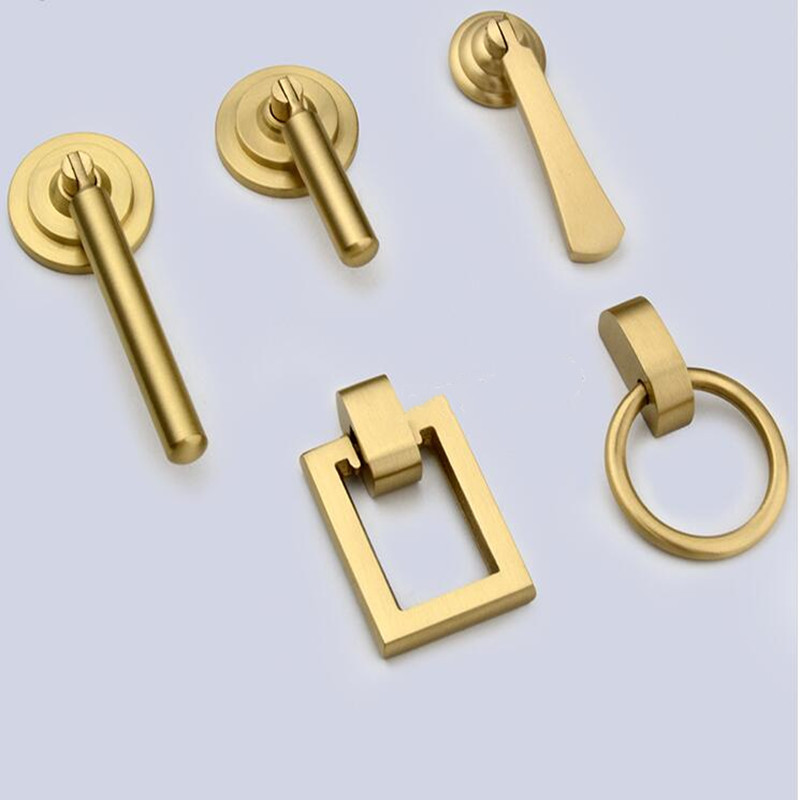 100% Solid Brass Furniture Handle Round Square Shape Cabinet Door ...