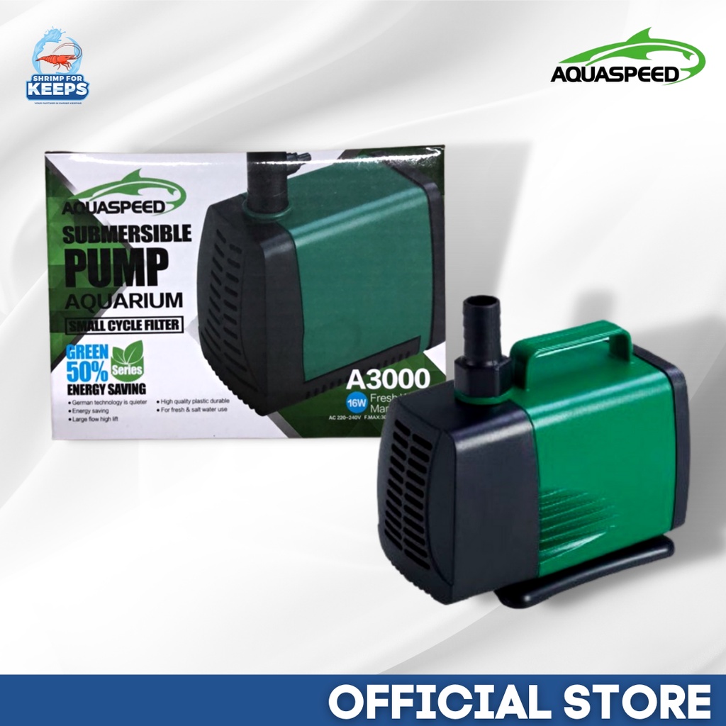 Aquaspeed A3000 Submersible Aquarium Pump Green Series (50% Energy ...