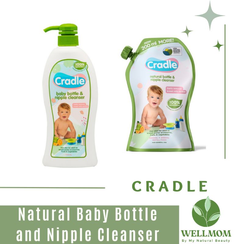 Cradle Natural Baby Bottle Wash & Nipple Cleanser - 100% natural, Non ...