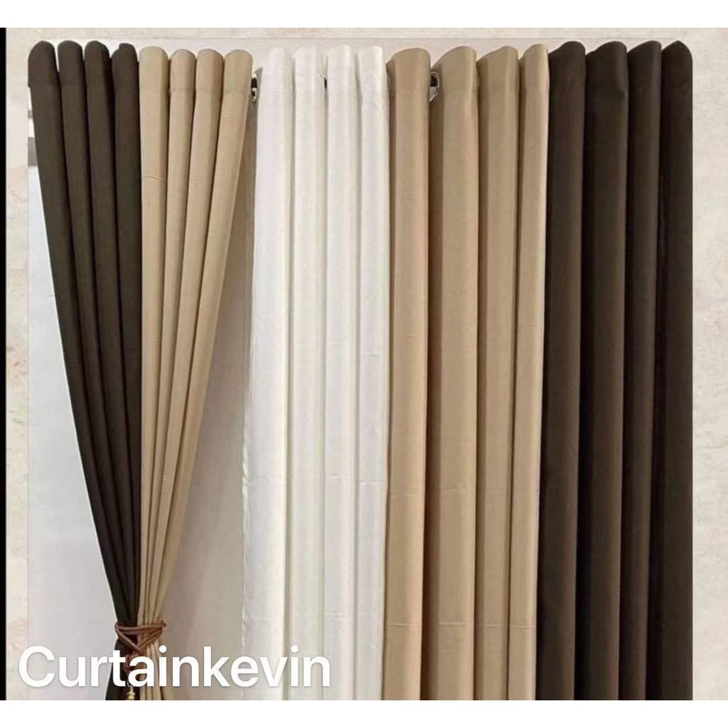1pc 7feet Plain Fabric Curtain with 8 Steal Rings 215*140CM for Window ...