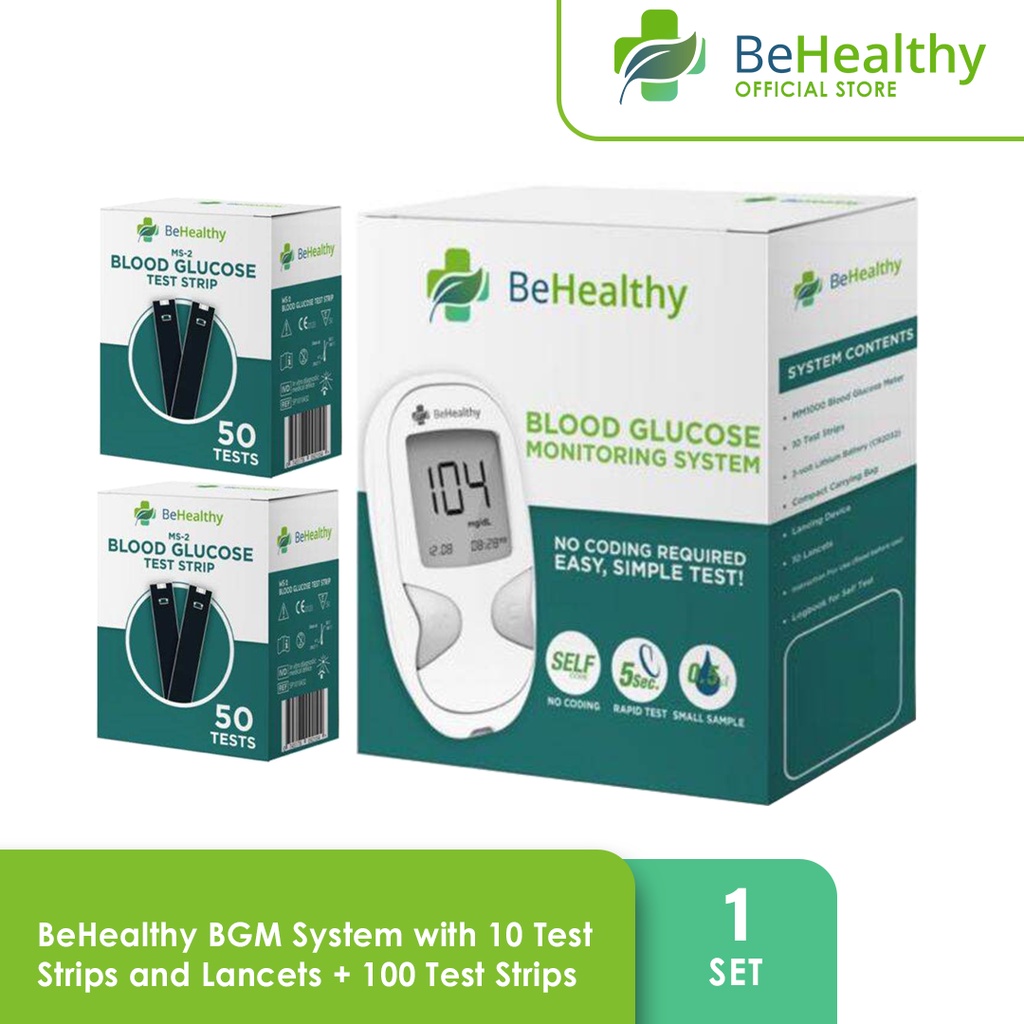 BeHealthy Blood Glucose Sugar Test Monitor Kit Bundle – Glucometer test ...