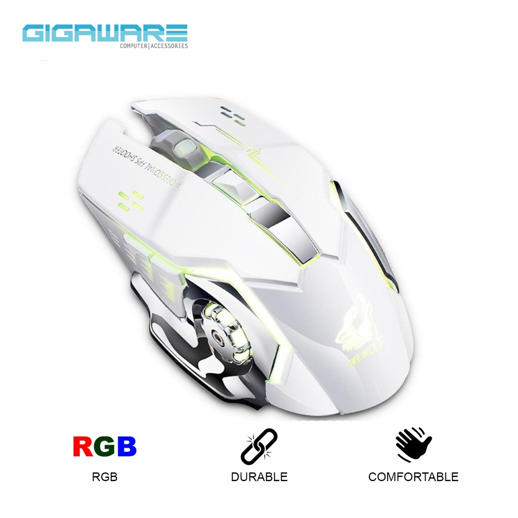 Gigaware Wolf X8 6 Buttons RGB Back-light Wireless Charging Gaming ...