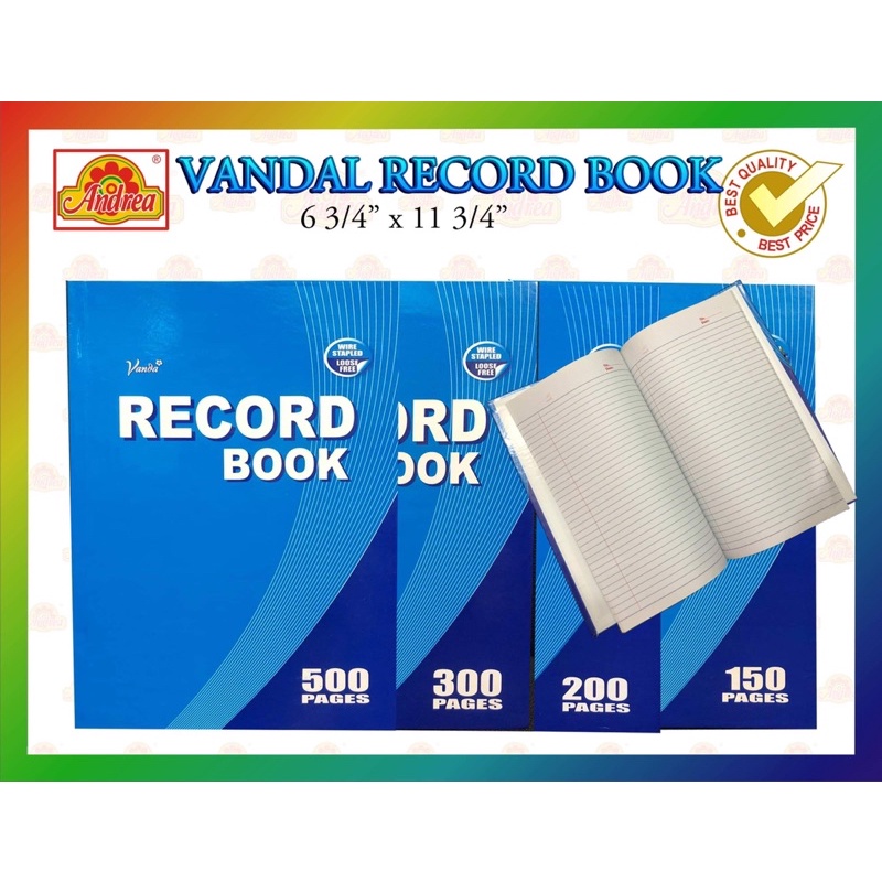 Vanda Record Book ( Wire stapled loose free)150-200-300-500 Thick Cover ...