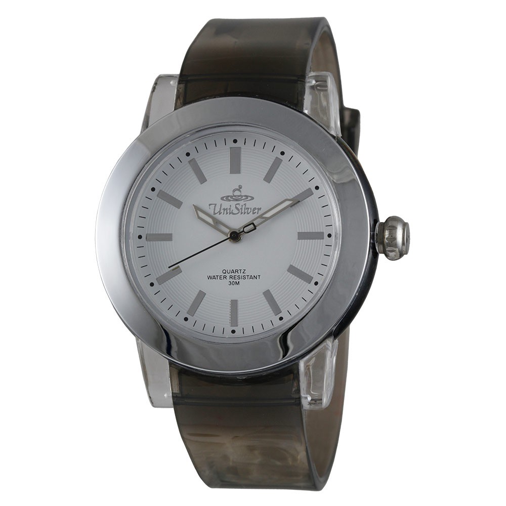 UniSilver TIME Lucent Unisex Transparent Black Analog Rubber Watch ...