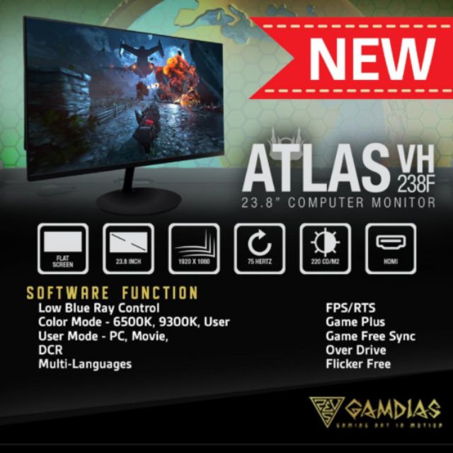 Gamdias Atlas VH238F 24" flat 75hz Gaming Monitor | Shopee Philippines