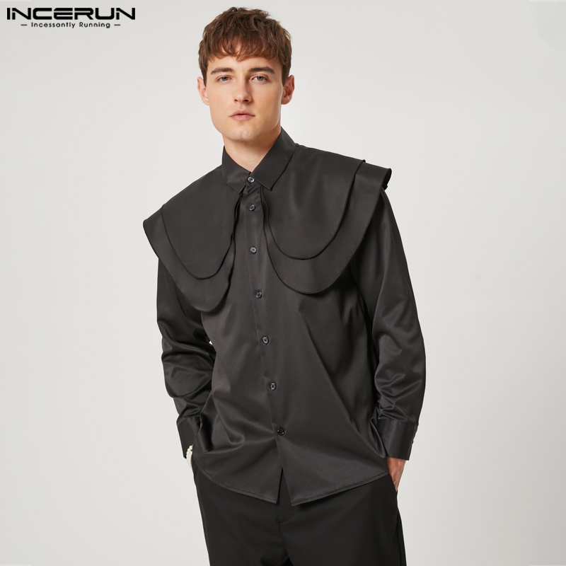INCERUN Men British Elegant Vintage Long Sleeve Flounce Casual Shirts ...