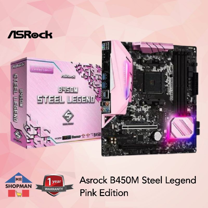 Asrock B450M Steel Legend Pink Edition Motherboard | Shopee Philippines