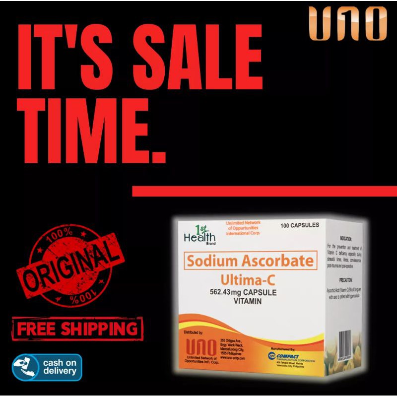 1 Box ULTIMA C SODIUM ASCORBATE 562.43mg VITAMINS UNO 100 capsule ...