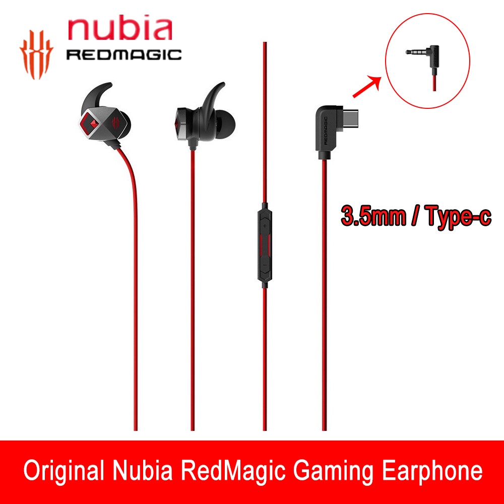 100% Original Nubia RedMagic Gaming Earphone Type-C Earbuds 3.5mm ...