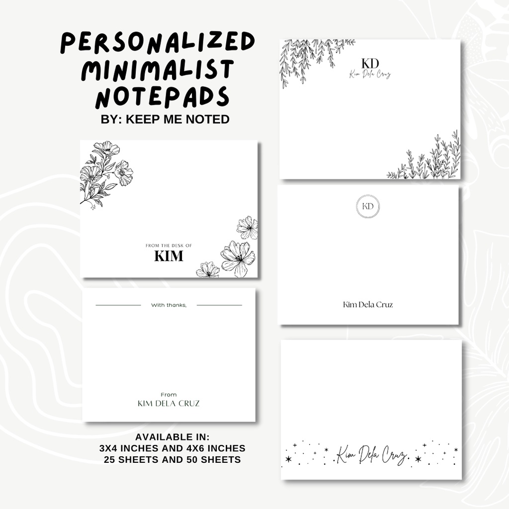 Personalized Minimalist Floral Name Monogram Notepad | Shopee Philippines