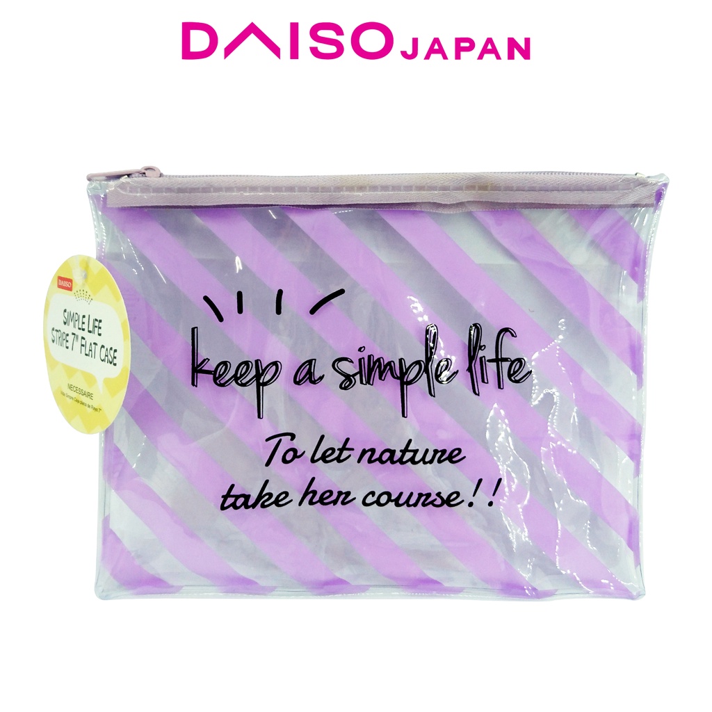 Daiso Purple Stripe Vinyl Pouch | Shopee Philippines