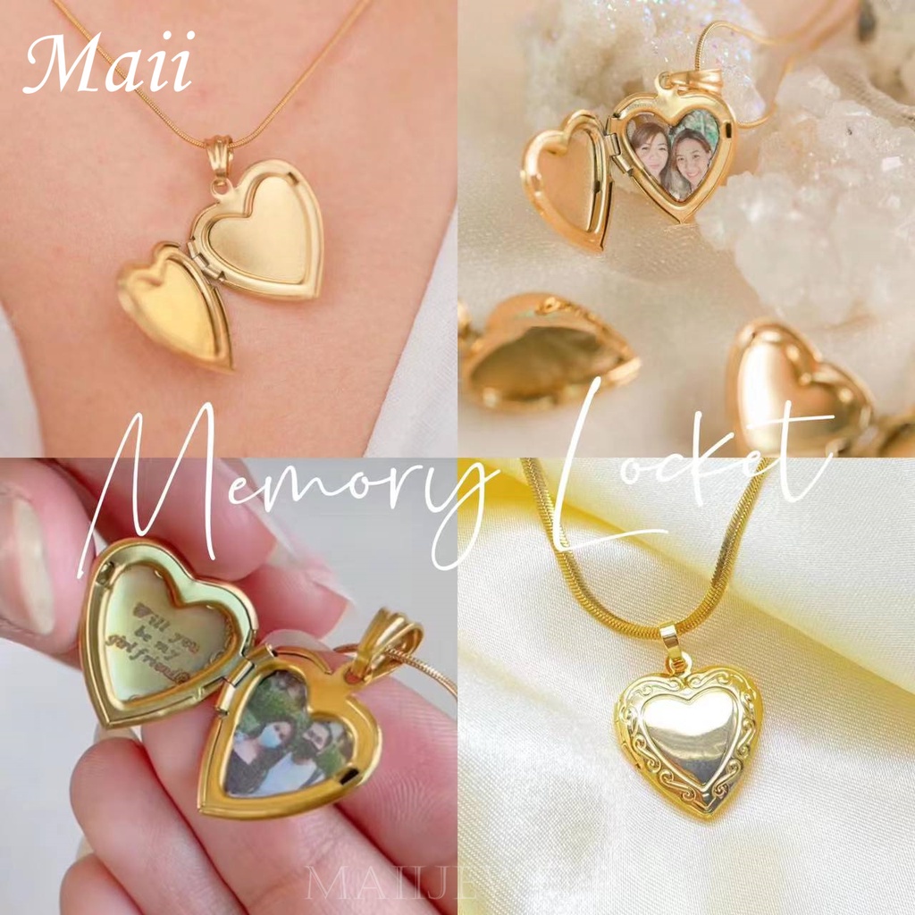 [Maii] Memory Locket Picture Frame Openable Gold Plated Jewelry ...