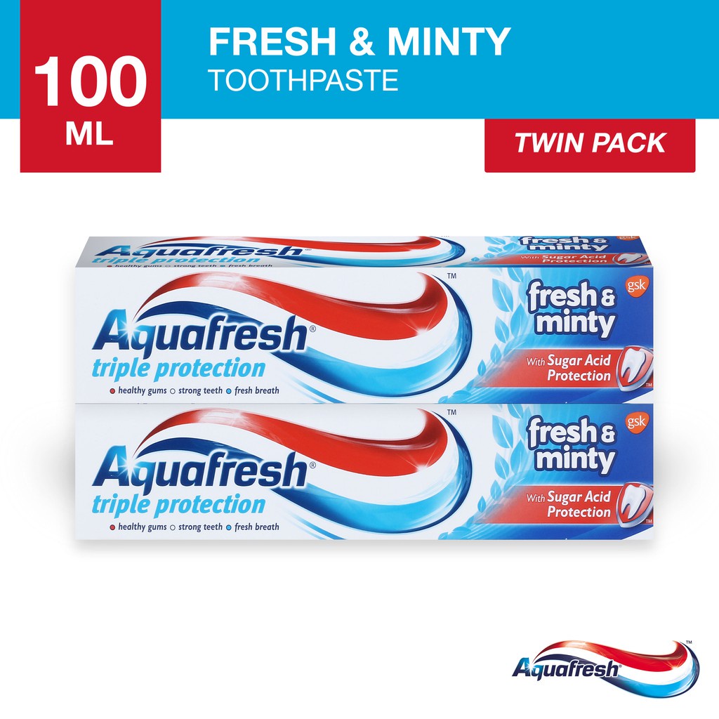 Aquafresh Fresh & Minty Triple Protection Toothpaste 100ml Twin Pack ...