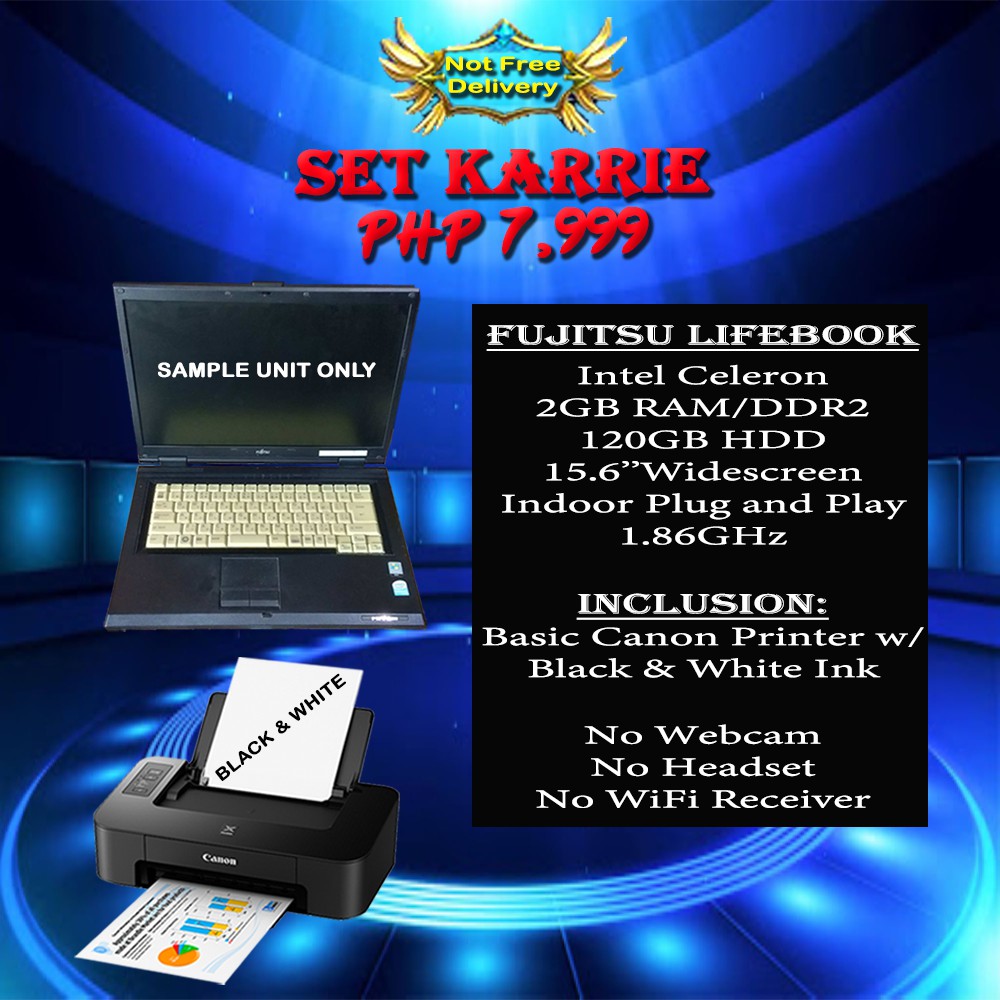 LAPTOP SET PACKAGE With FREE BASIC CANON PRINTER With FREE BLACK AND