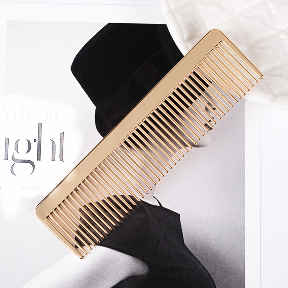 Metal Comb Professional Quality Hairdressing Barber Metal Comb Gold ...