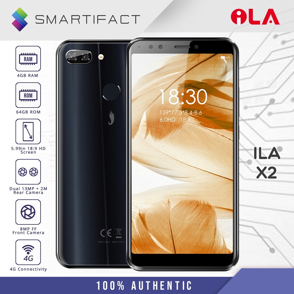 iLA X2 Smartphone Android 8.1 5.99"HD+ (18:9 )/IPS/2.5D MT6763V/B ...