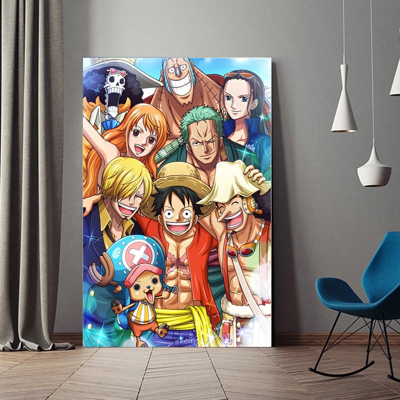 Japanese Anime ONE PIECE Canvas Painting Wall Art For Living Room Straw ...