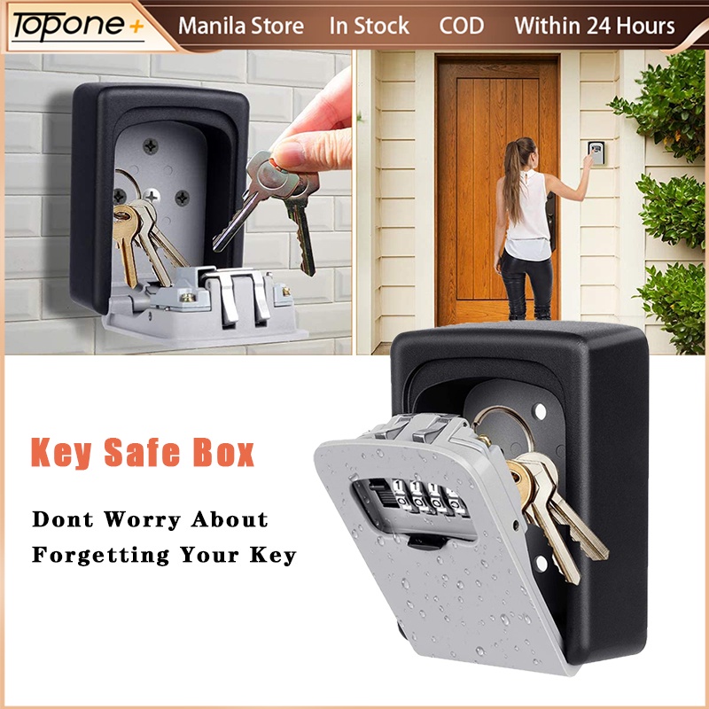 Metal Key Safe Box Wall Mount Key Lock Box Spare Keys Storage With 4 Digit Combination Security ...