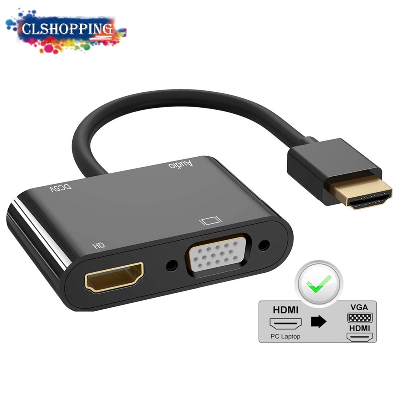 HDMI To VGA HDMI Adapter Dual HD VGA Splitter Dual Display ...