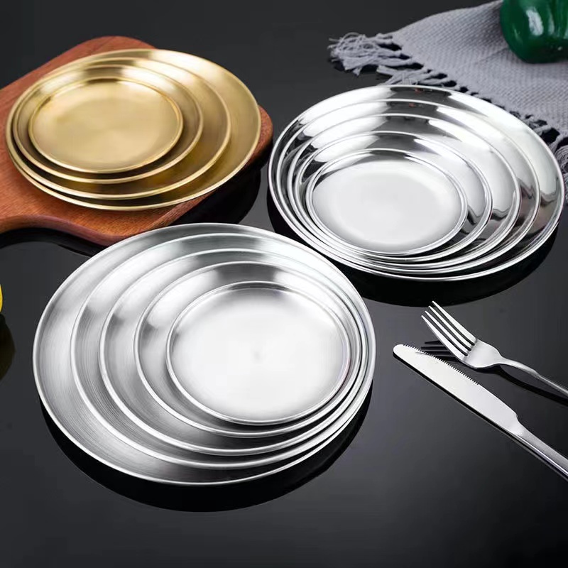 Bago Western Steak Round Tray Eco-Friendly Stainless Steel Dinner ...