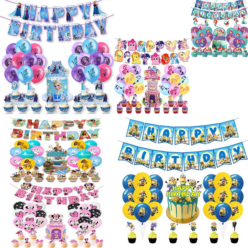 Different Balloons Theme Birthday Party Decoration Set Letter Flag ...