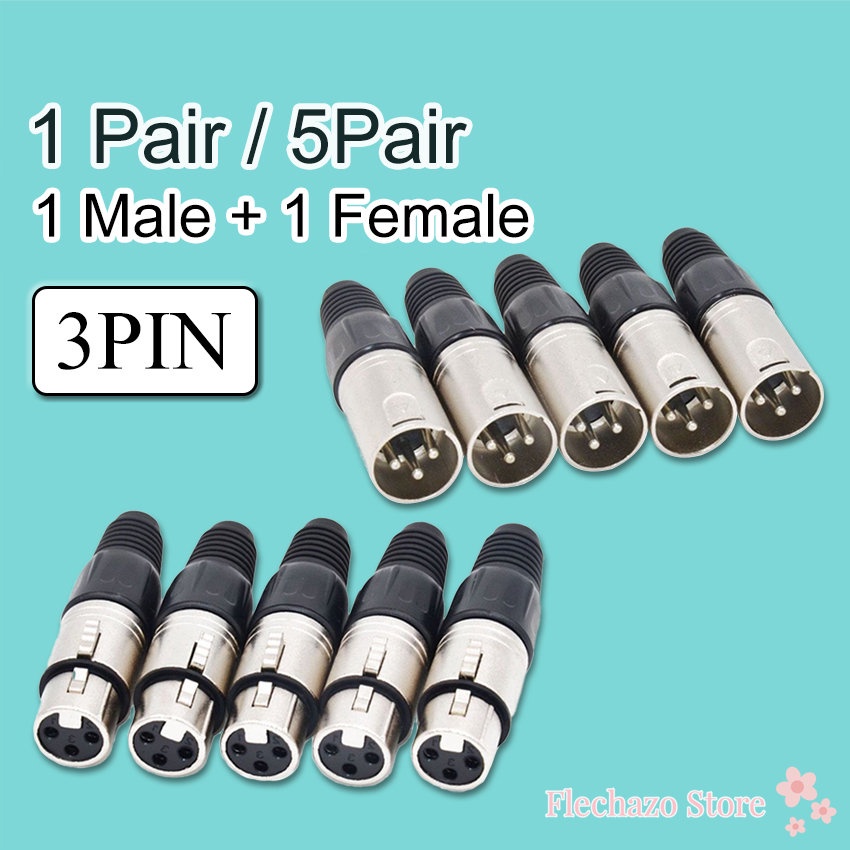 3Pin XLR Solder Type Connector Male to Female MIC Ja Snake Plug Audio Microphone Cable Connector ...