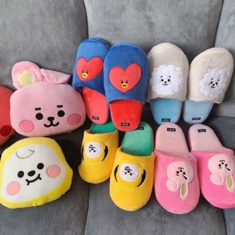 Kpop BTS BT21 Bedroom Slippers for Adult Chimmy Mang RJ Cooky Tata ...
