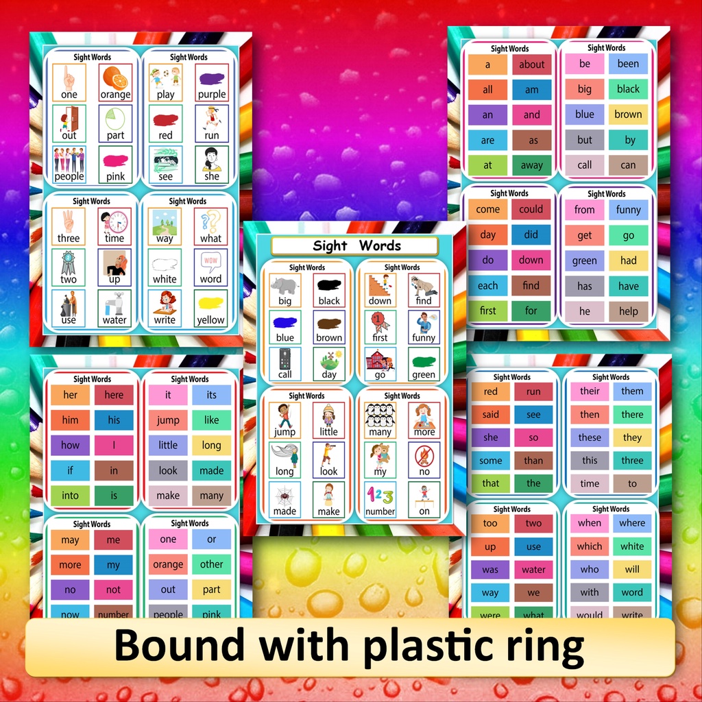 Educational Chart Reading Sight Words Laminated Chart For Kids A4 Size 