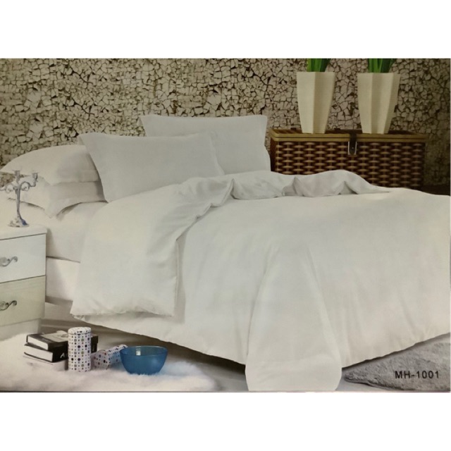 (F)4in1 PLAIN WHITE BEDSHEET SET US COTTON | Shopee Philippines
