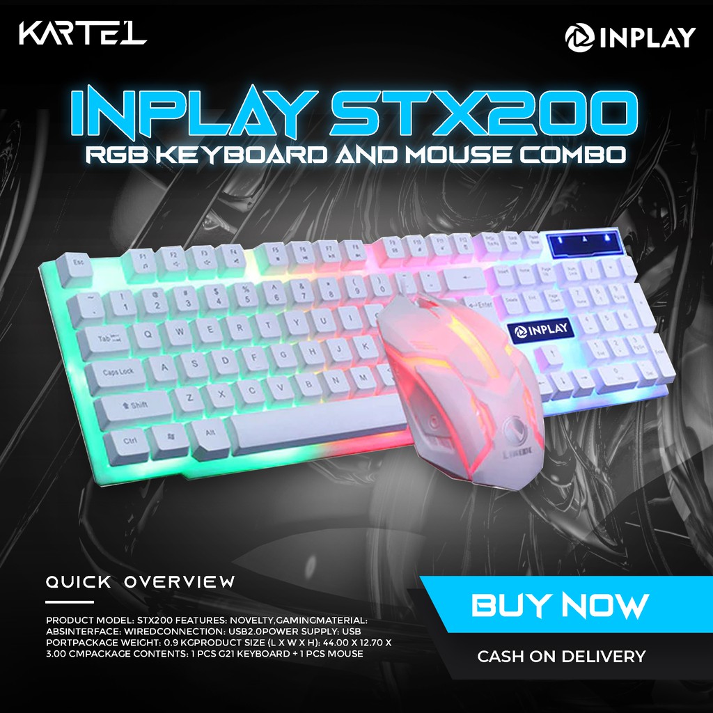 INPLAY STX200 Rainbow Backlit Gaming Keyboard and Mouse (USB) | Shopee ...