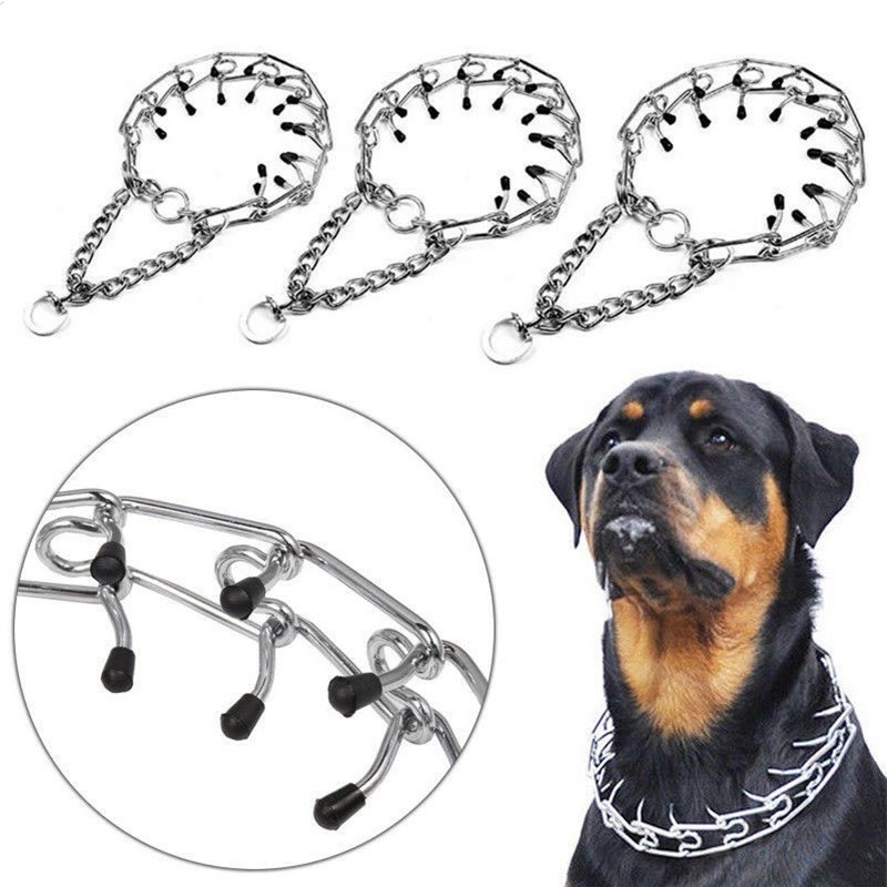 Dog Chain Training Collar Prong Choker Collars Pet Iron Metal Choke ...