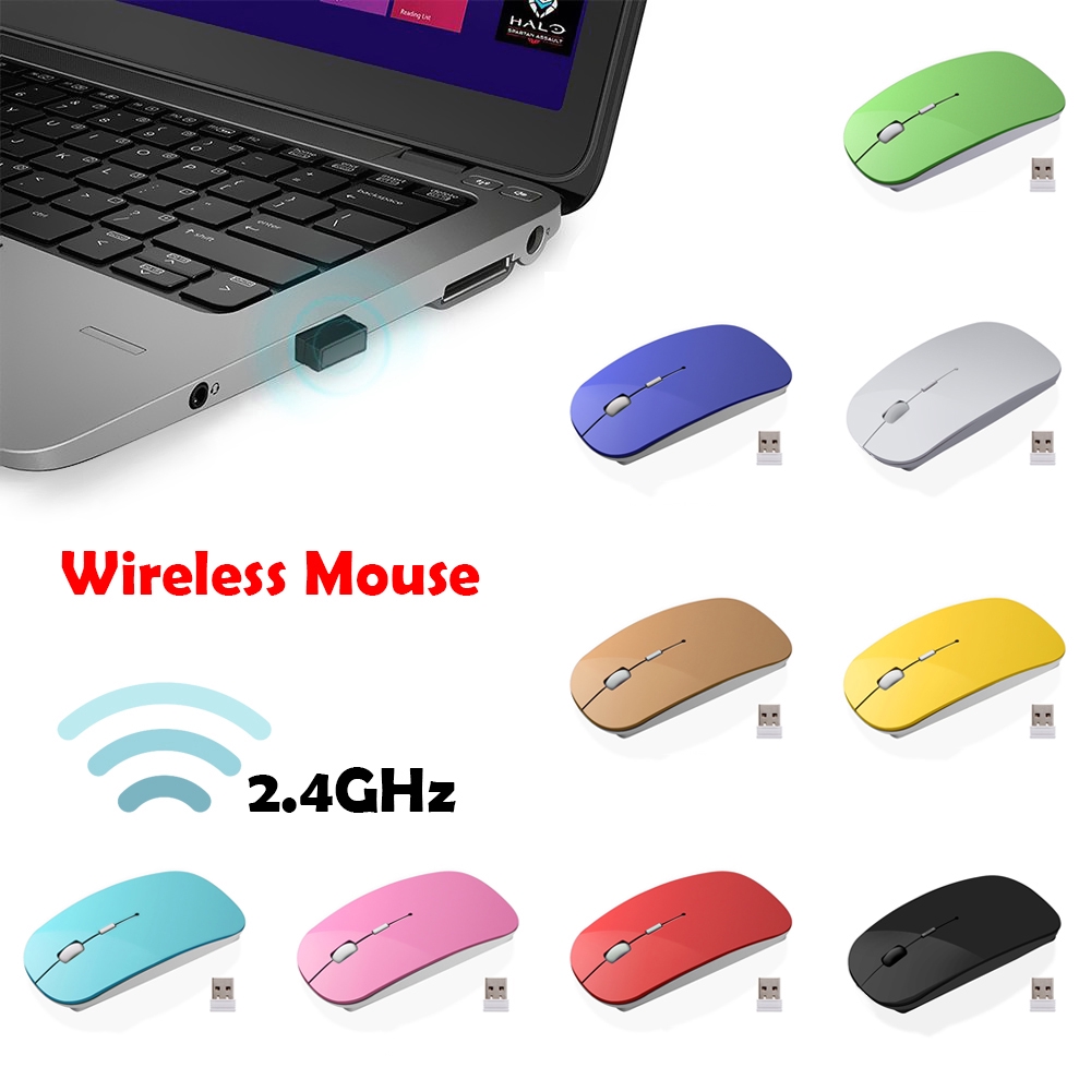 2.4G Wireless Mouse Ultra Thin USB Optical Mice Silent Button For PC ...