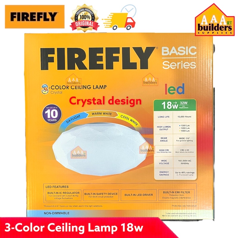 Firefly 3 Color Ceiling Lamp 18w Crystal Design - Tri-color | Shopee ...