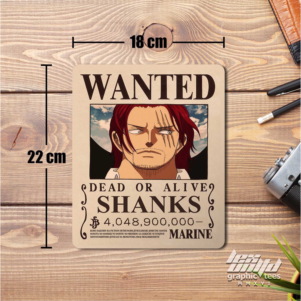 One Piece Custom Mouse Pad (Red Hair Shanks Wanted Poster) | Shopee ...