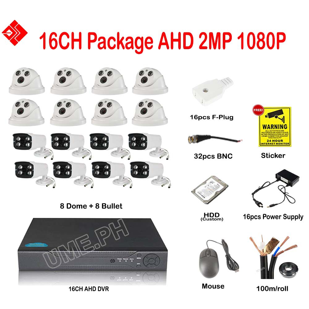16CH 2MP 1080P AHD IR CCTV DVR Camera Package Kit | Shopee Philippines