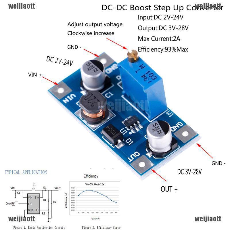 Digital LED DC-DC Boost Step up Adjustable Converter 3-34v to 6v 9v 12v ...