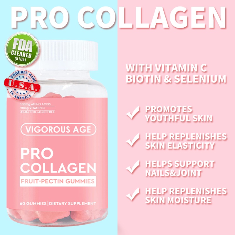 Pro Collagen Gummies/drink with Biotin Vitamin C/E Hair, Skin & Nail ...