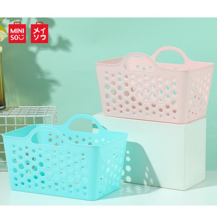Miniso PE Hollowed Out Storage Basket Storage Organizer Blue and Pink ...